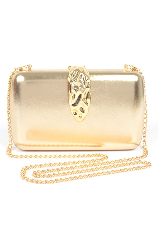 Gold Clasp Metallic Box Clutch – Laceduped